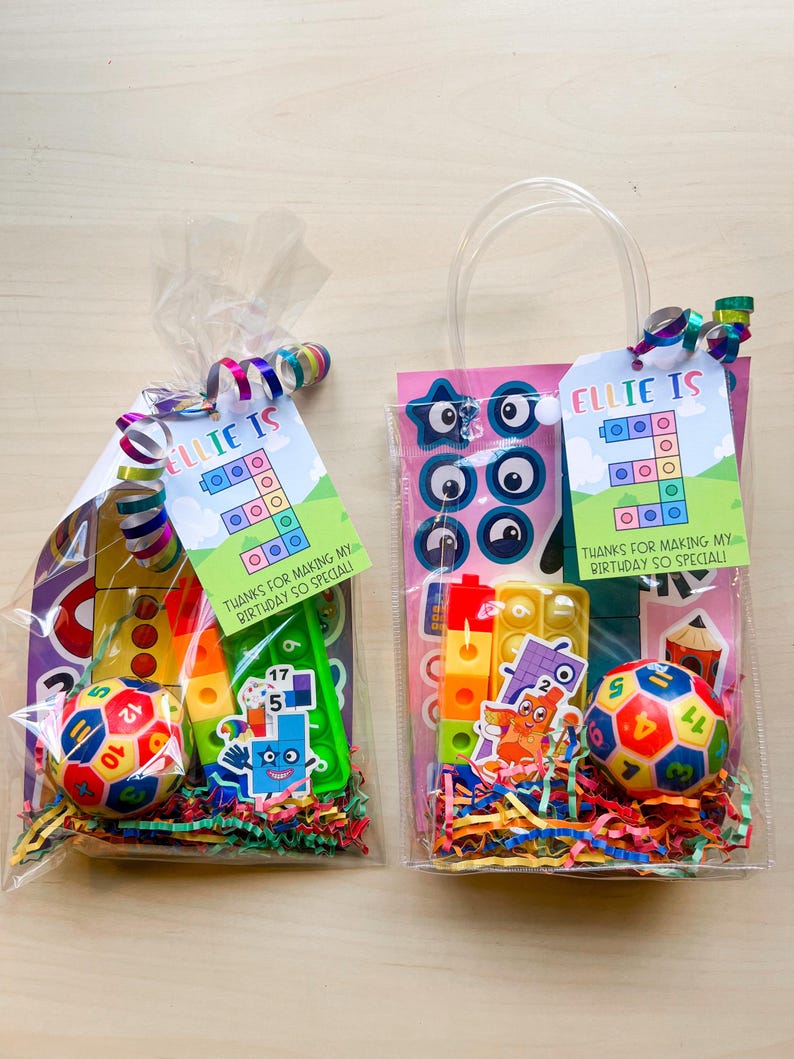 Number Blocks Goody Bag Party Favor With Stickers, Cube Blocks, 10 ...