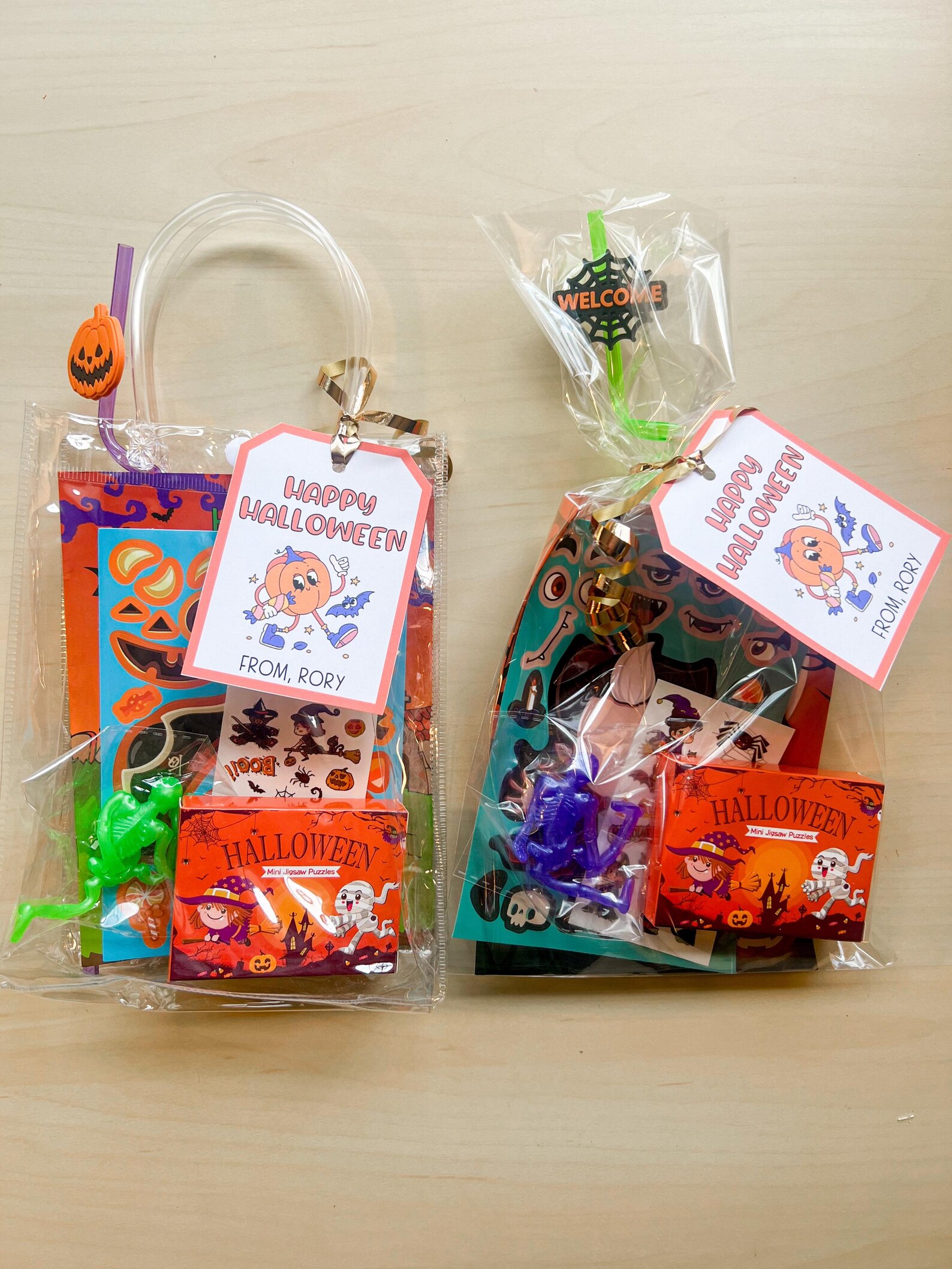 Halloween Goody Bag Party Favor Set, Puzzle, Crazy Straw, Coloring Book ...