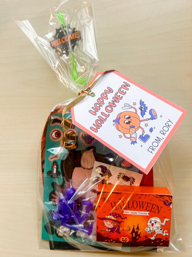 Halloween Party Favor Goody Bag: Puzzle, Straw, Stickers - Etsy