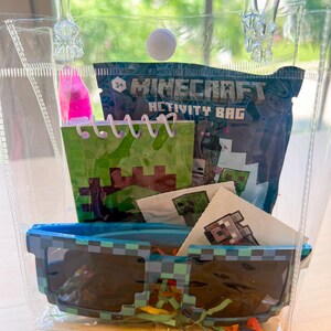 Minecraft Birthday Party Goody Bag Favor With Pixel Sunglasses, Tattoos ...
