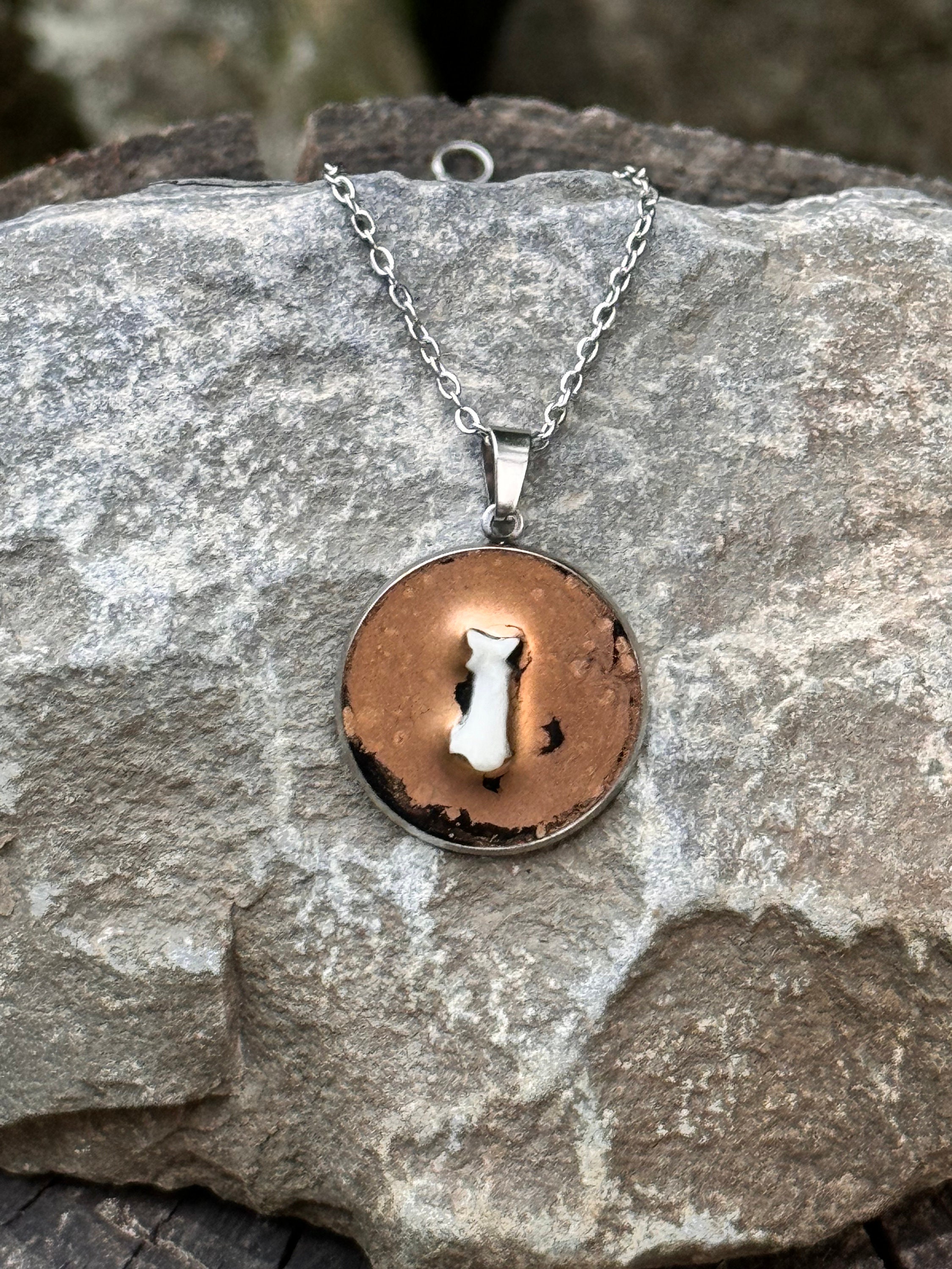 Real Bone Necklace on Gold Background With Black Elements - Etsy
