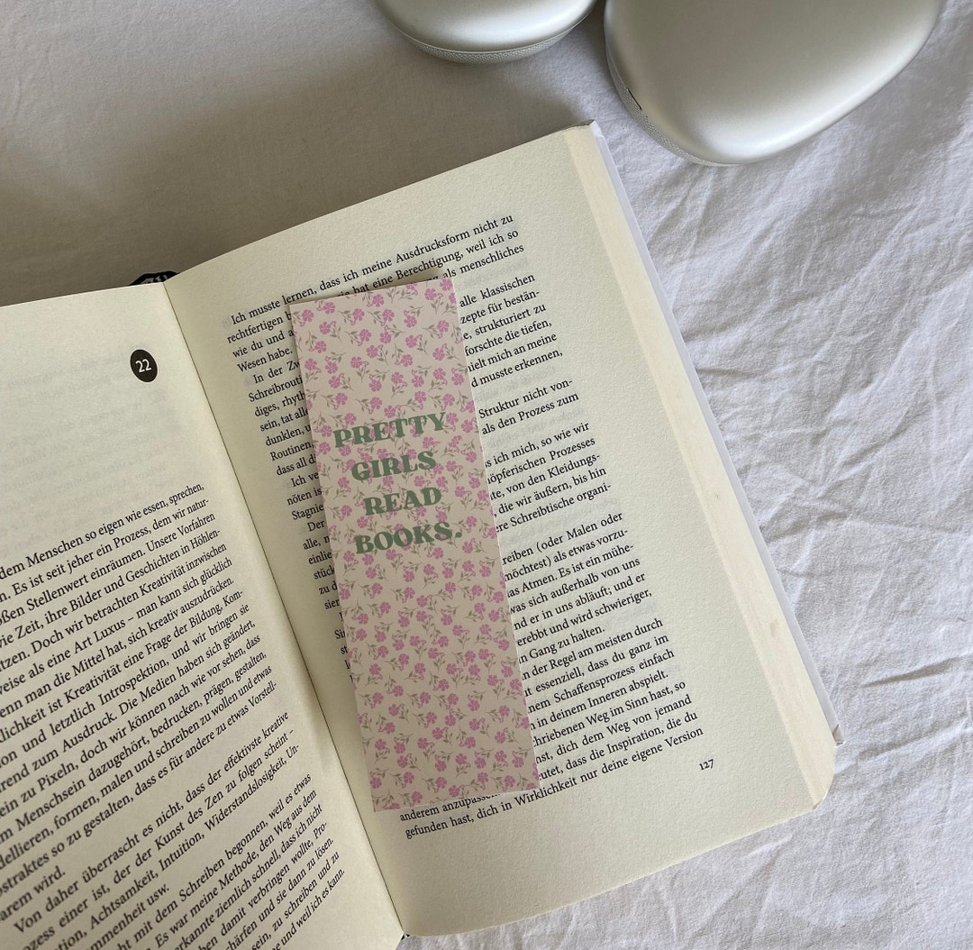 Bookmark 'pretty Girls Read Books' With Pink Floral Pattern. Double ...