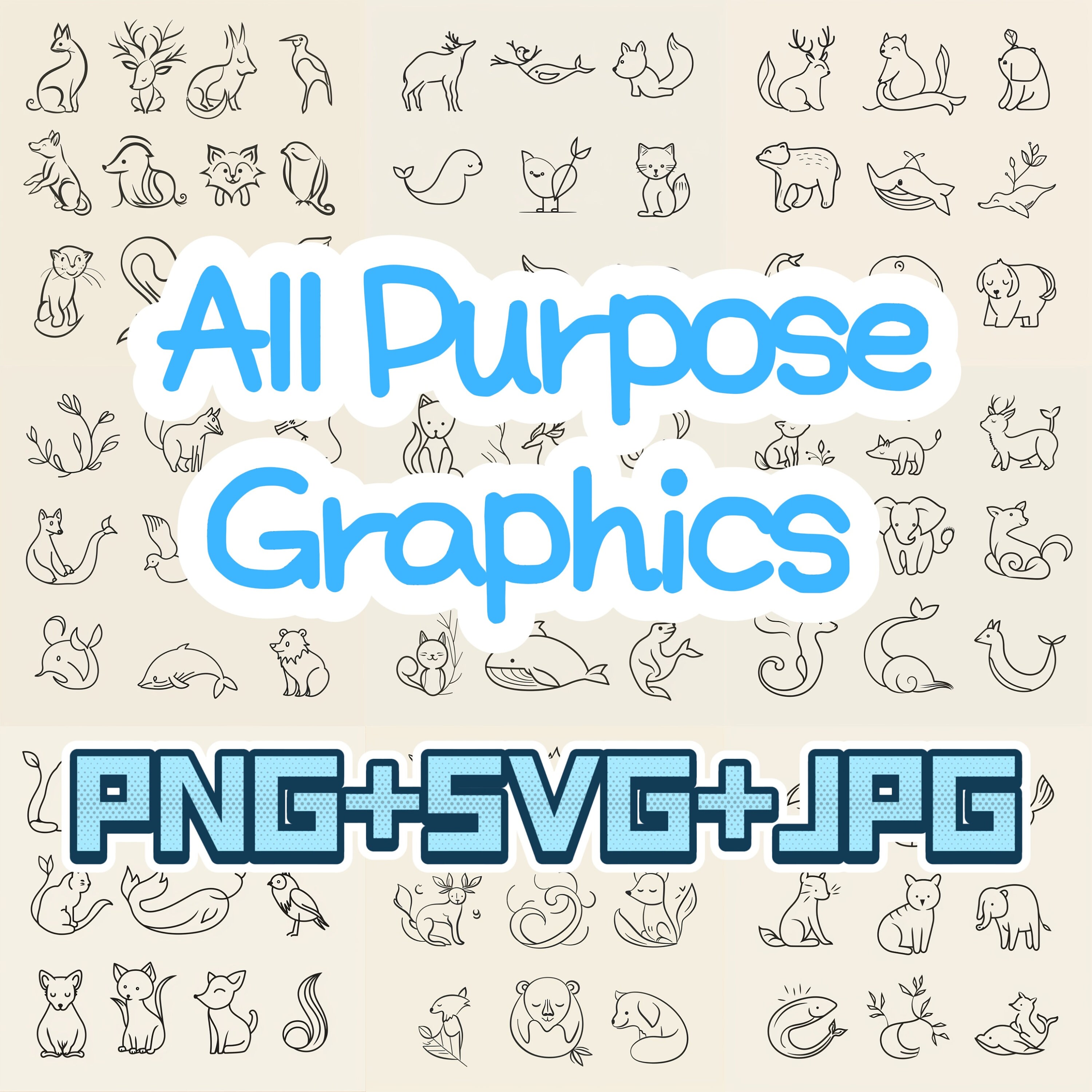 Minimalist Animal Line Art Graphics Pack | SVG + PNG + JPEG | Simple ...