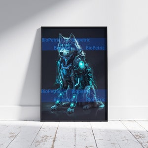 Cyberpunk Husky Digital Art PNG JPG – Cool Gray Husky in Combat Armor ...
