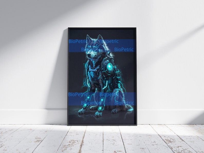 Cyberpunk Husky Digital Art PNG JPG – Cool Gray Husky in Combat Armor ...