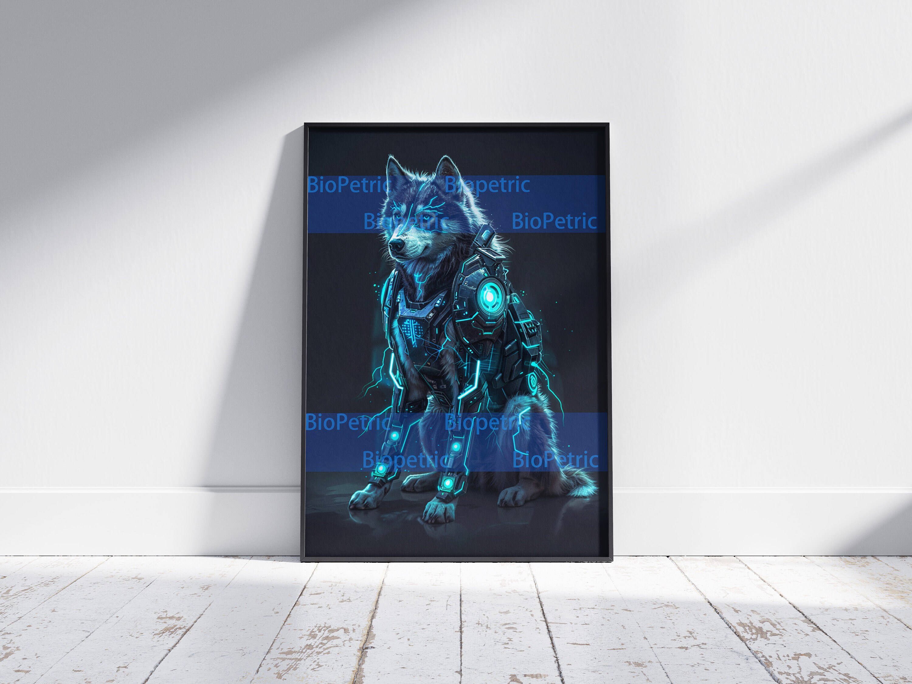 Cyberpunk Husky Digital Art PNG JPG Cool Gray Husky in Combat Armor ...