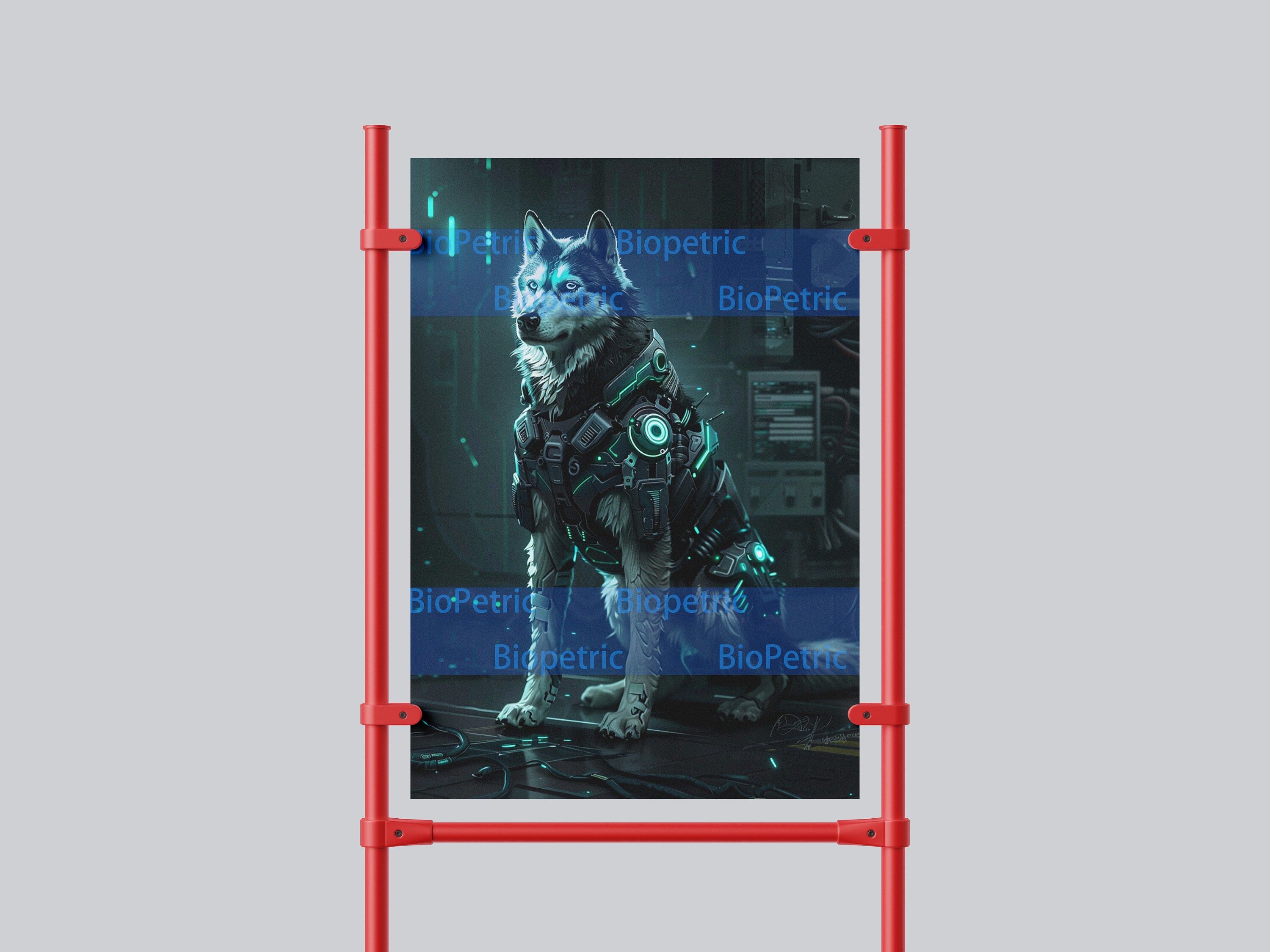 Cyberpunk Husky Digital Art PNG JPG – Serious Gray Husky in Combat ...