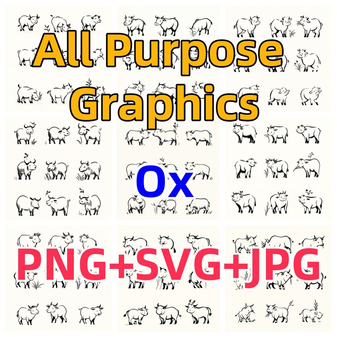Minimalist Ox Line Art Bundle | SVG + PNG + JPEG | Modern and Stylish ...