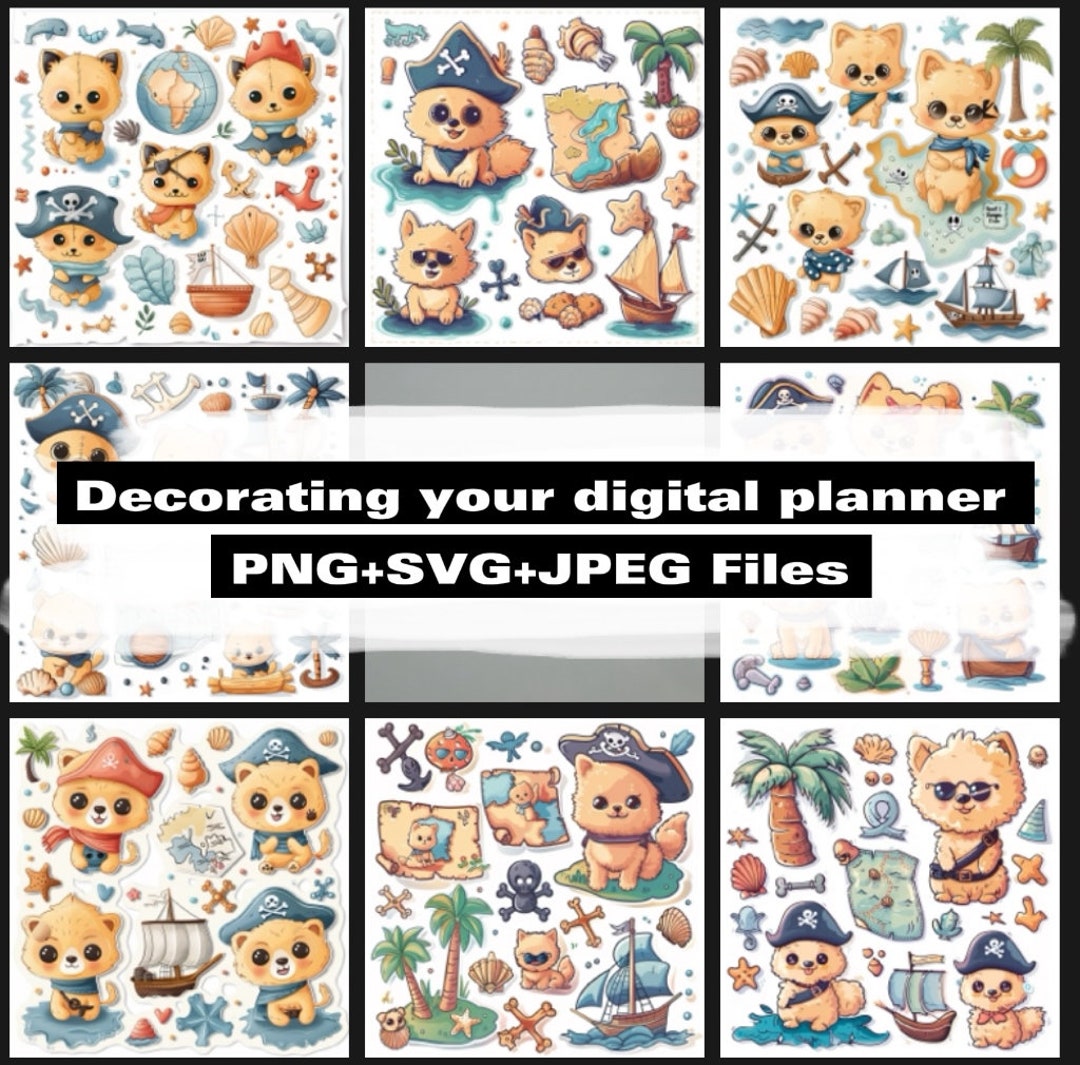 Pirate Pomeranian Digital Planner Stickers | SVG + PNG + JPEG | Cute ...