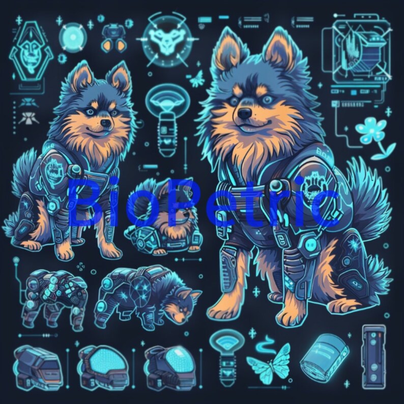 Cyber Pomeranian Digital Graphics Pack | SVG + PNG + JPEG | Futuristic ...