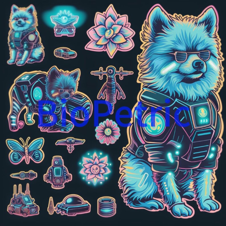 Cyber Pomeranian Digital Graphics Pack | SVG + PNG + JPEG | Futuristic ...