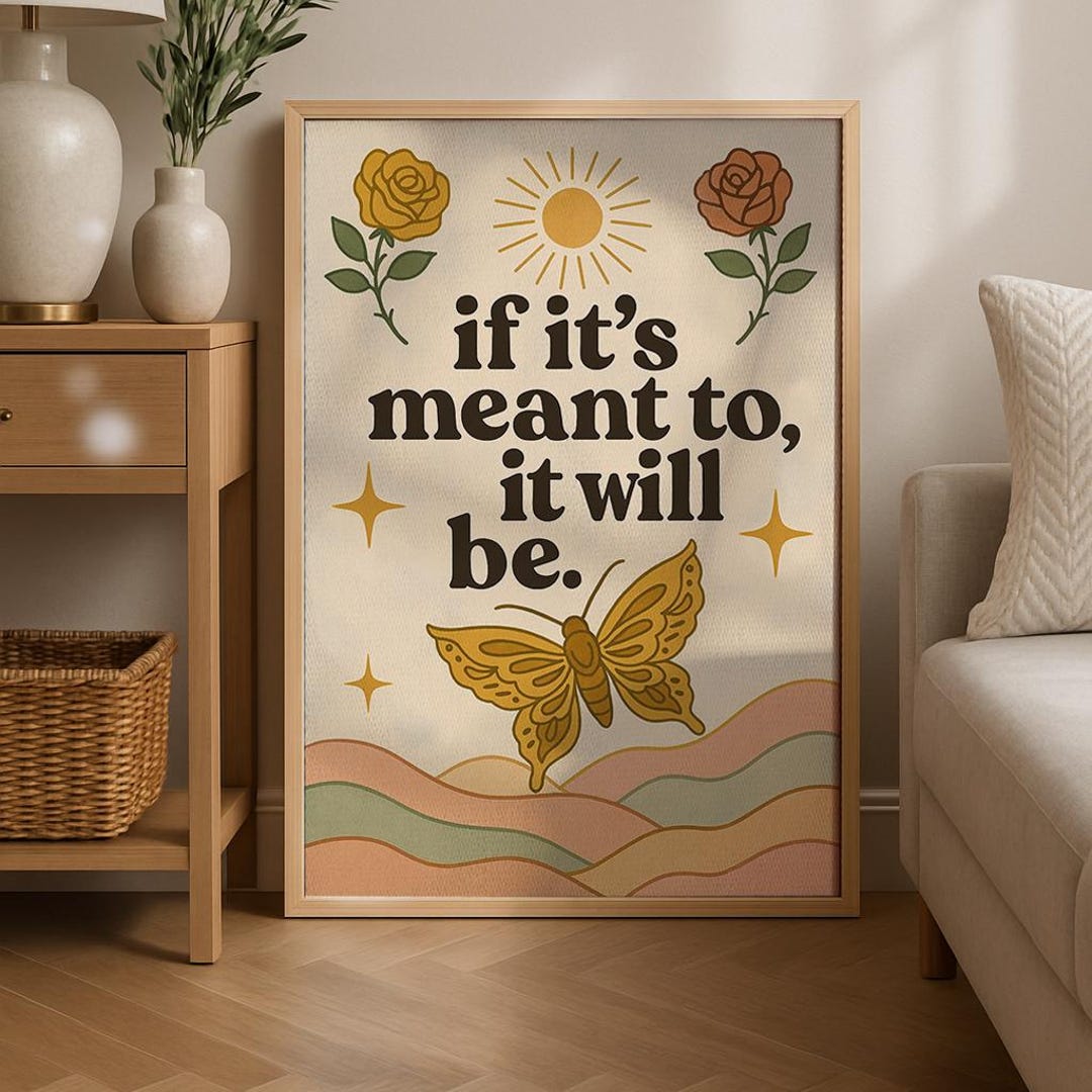 Retro Butterfly Print: Boho Motivational Quote Poster - Etsy