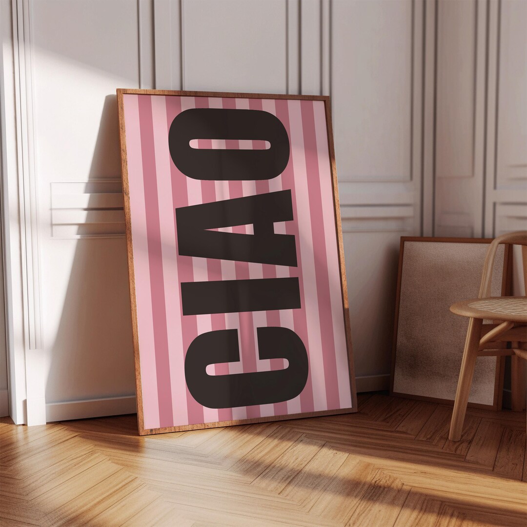Ciao Typography Retro Poster, Preppy Maximalist Wall Art, Bold Italian ...