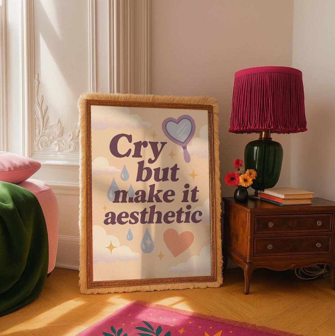Cry but Make It Aesthetic | Whimsigoth Poster | Pastel Sad Girl Wall ...