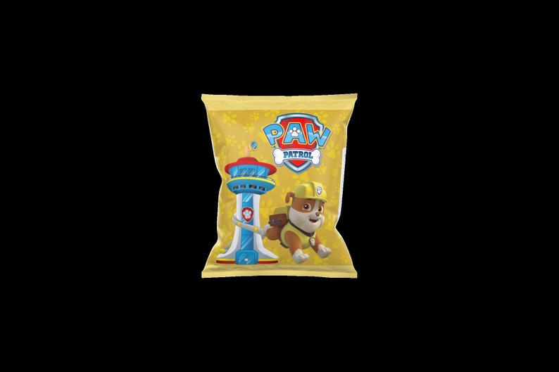 Rubble Paw Patrol Chip Bag, Birthday Party Loot Bags, Candy Bag ...