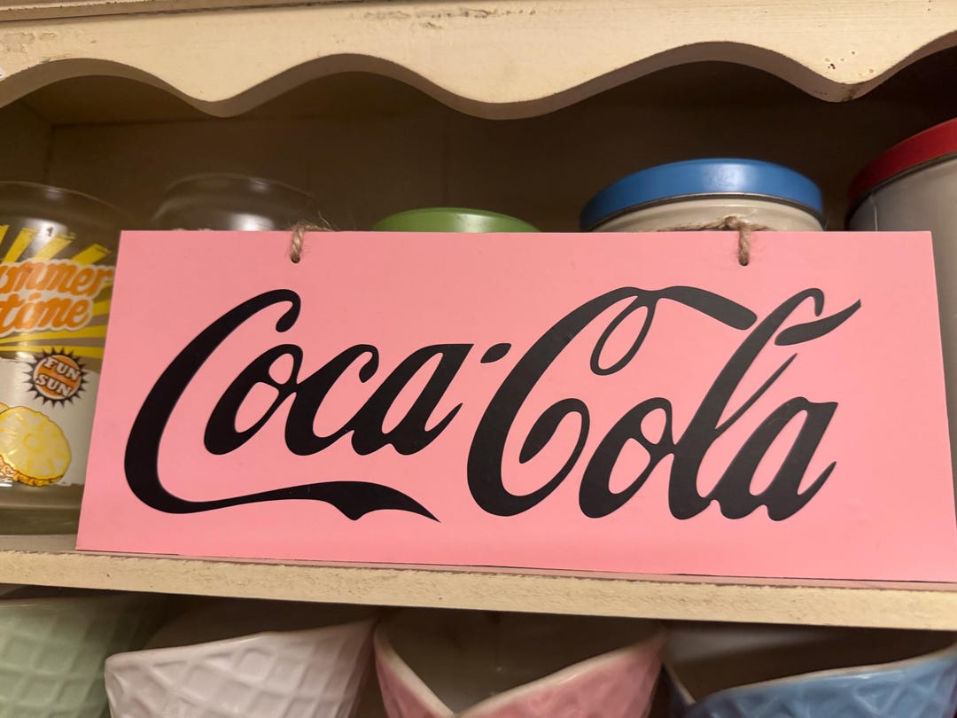 Coca Cola Wooden Hanging Sign. Coke. Pale Pink. Drink Sign. Retro Style ...