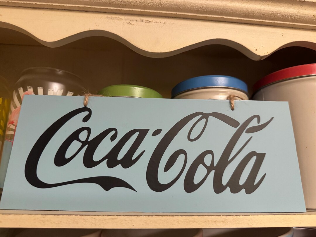 Coca Cola Wooden Hanging Sign. Coke. Pale Blue. Drink Sign. Retro Style ...