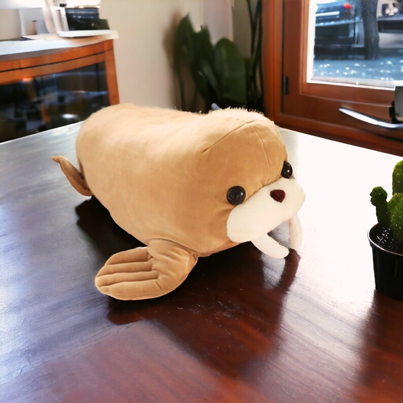 Cute Walrus Fluffy Plush Animal Toy Adorable Seal Sea Lion Plushie Sea ...