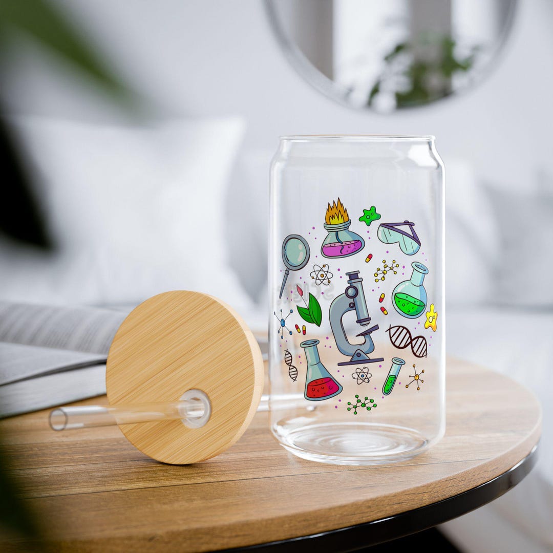 Science-themed Sipper Glass, 16oz, Fun Science Drinkware, Science Gift ...
