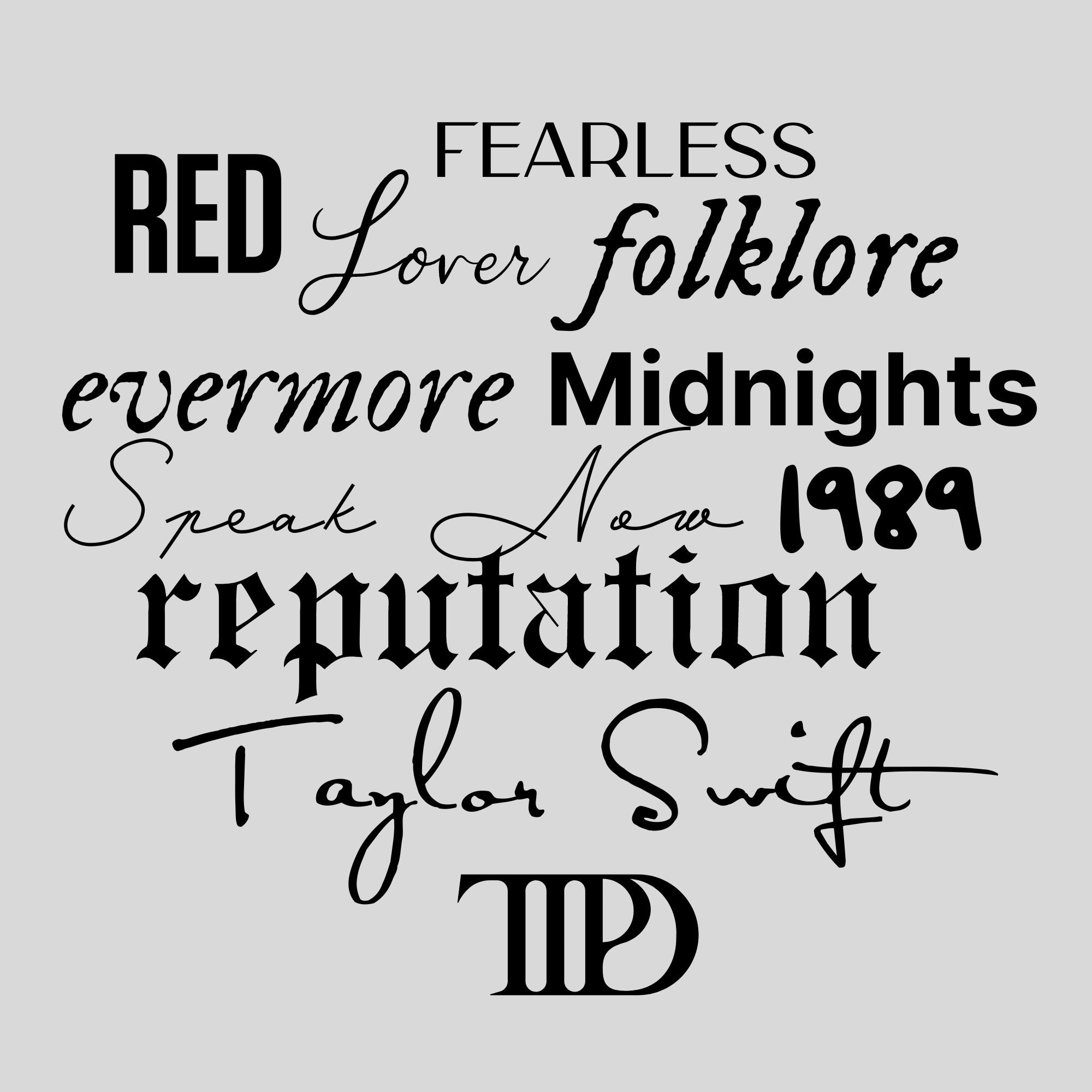 Taylor Swift Album Titles Svg, Taylor Png, the Eras Tour, Instant High ...