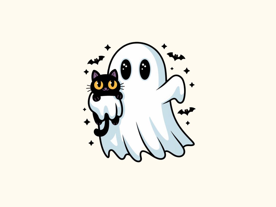 Cute Ghost PNG, Black Cat Png, Halloween Png, Trending Png, Spooky ...