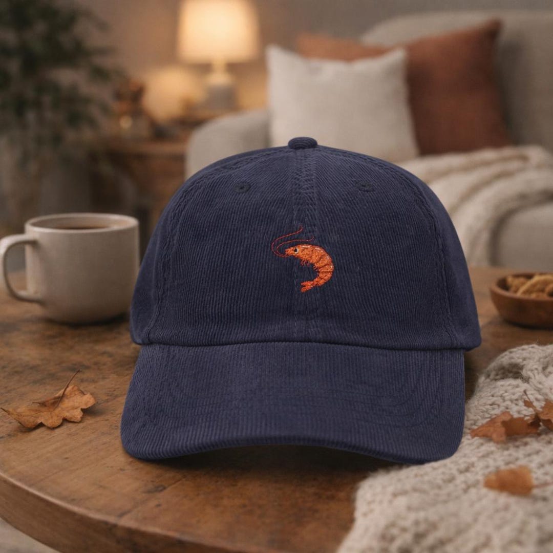 Shrimp Embroidered Cap | Vintage Corduroy Hat I Shrimp Lover - Etsy