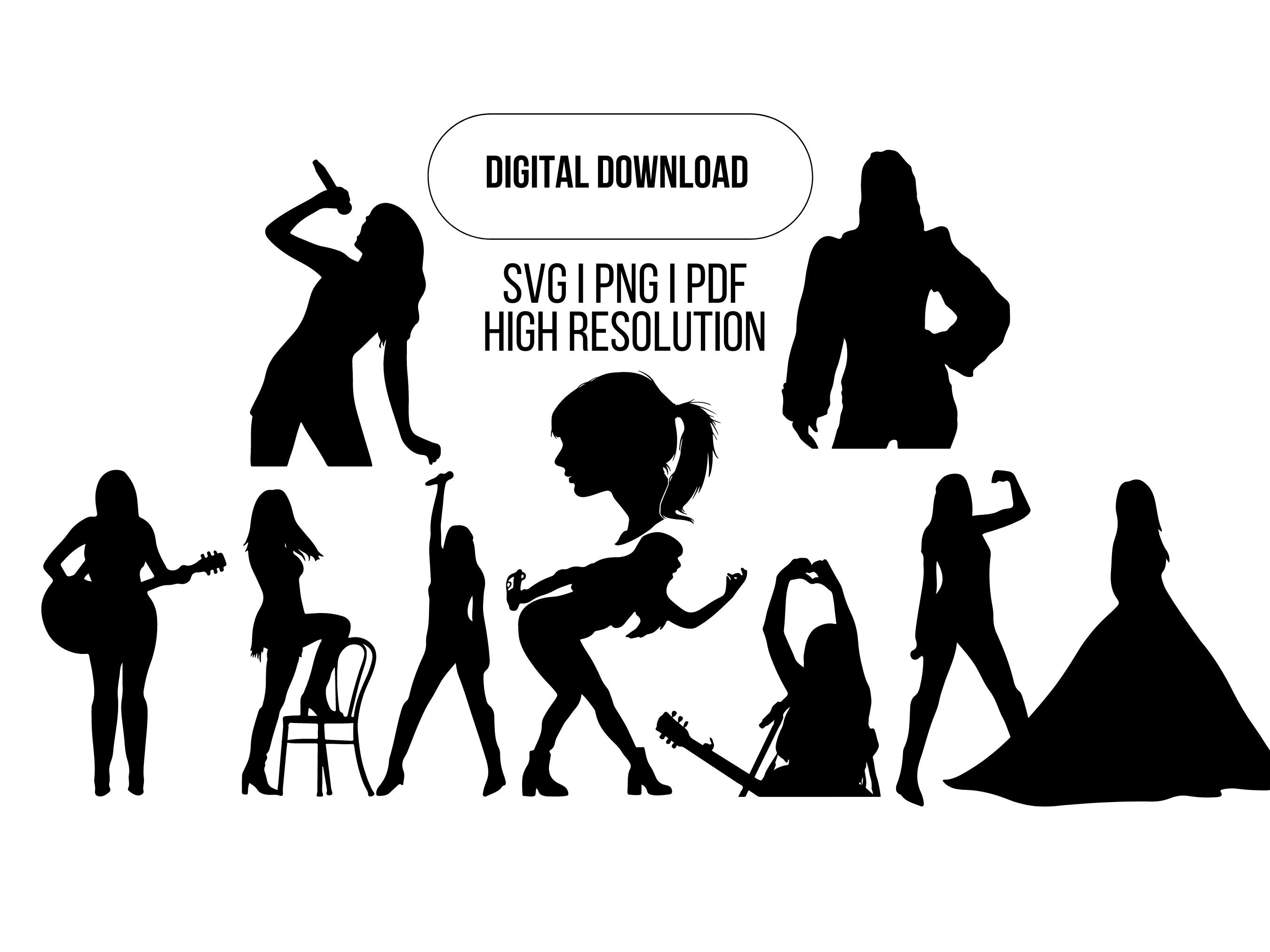Taylor Silhouette Svg, Taylor Png, the Eras Tour, Instant High Quality ...