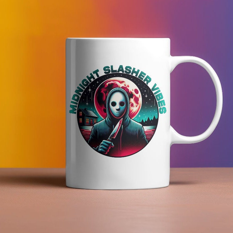 Midnight Slasher Vibes Retro Neon PNG, Halloween Jason Sublimation ...