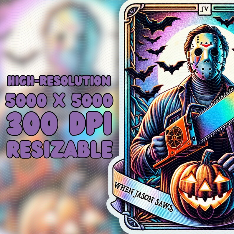 When Jason Saws, Halloween Screams Tarot Card PNG, Trendy Halloween ...