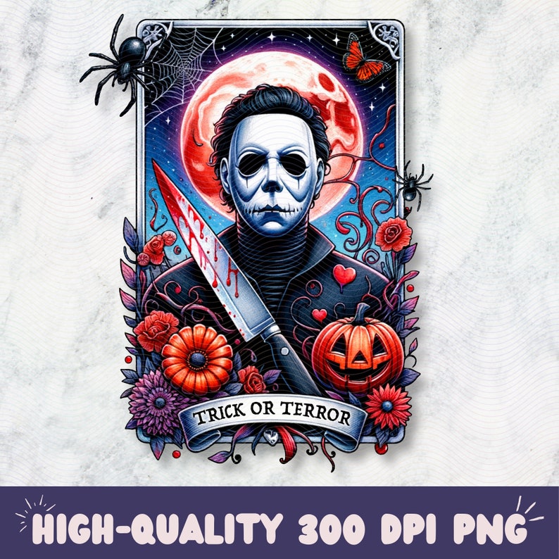 Trick or Terror Tarot Card PNG, Trendy Halloween Tarot Card Shirt ...