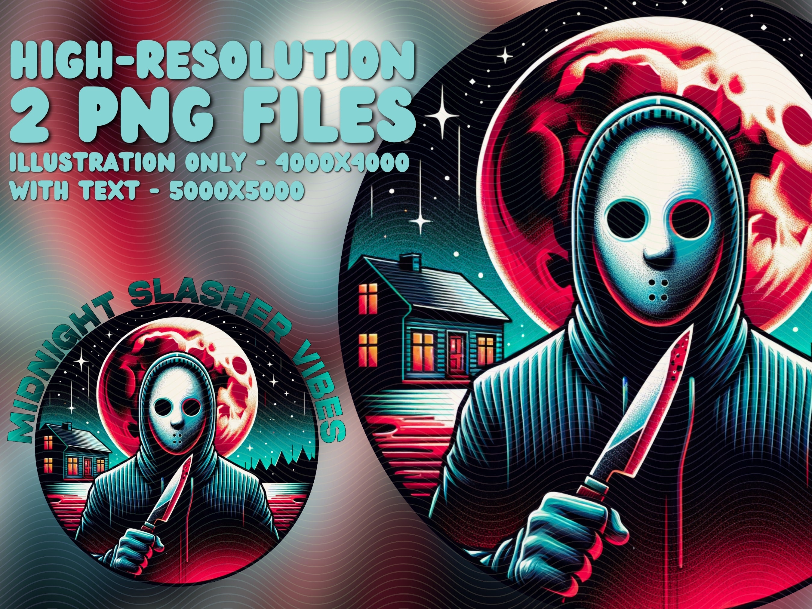 Midnight Slasher Vibes Retro Neon PNG, Halloween Jason Sublimation ...