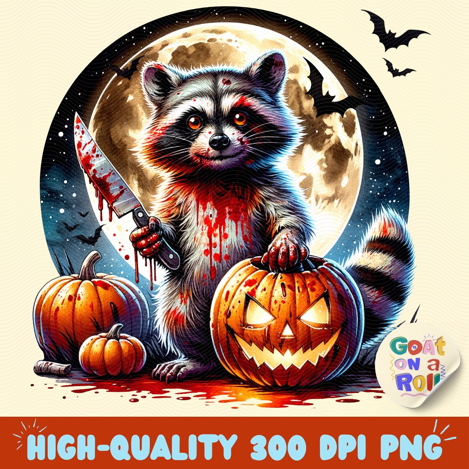 Halloween Horror Raccoon PNG, Scary Raccoon Halloween Png, Here for the ...