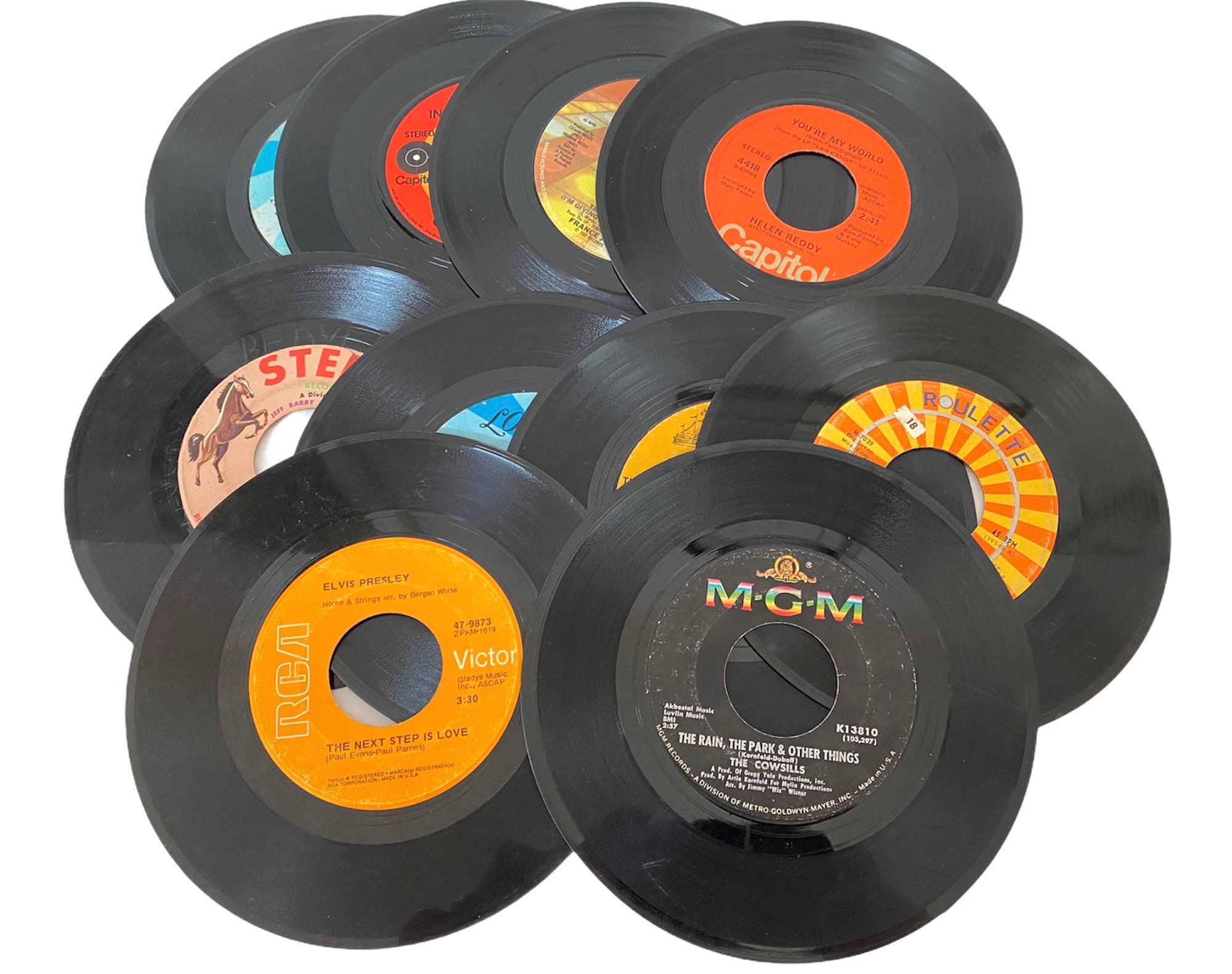 Lot of 5, 10 or 15 7-inch 45 RPM Vinyl Records for Crafting, Wall ...