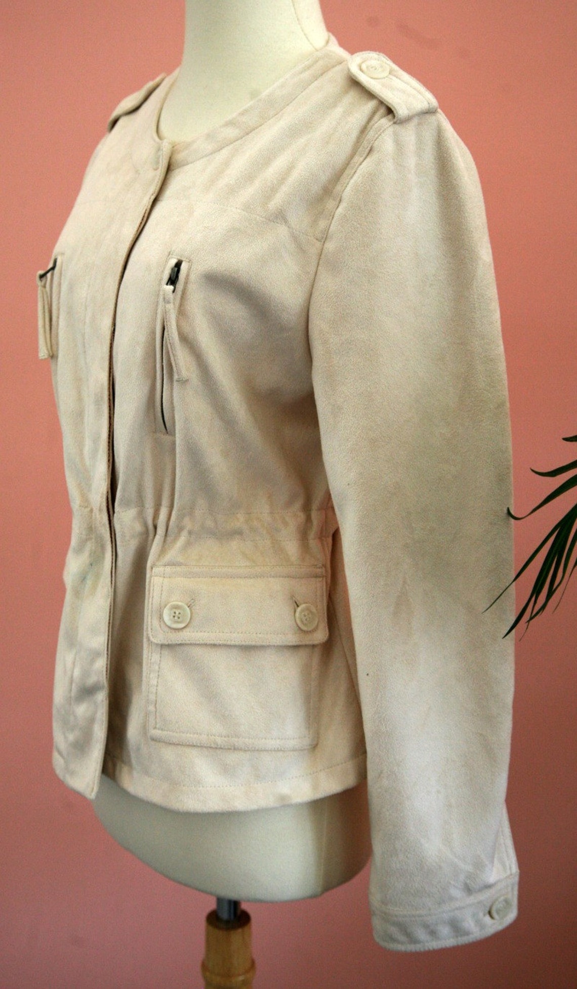 Cream Colored Chamois Jacket, Ivory Jacket, Ladies Outerwear, Summer ...