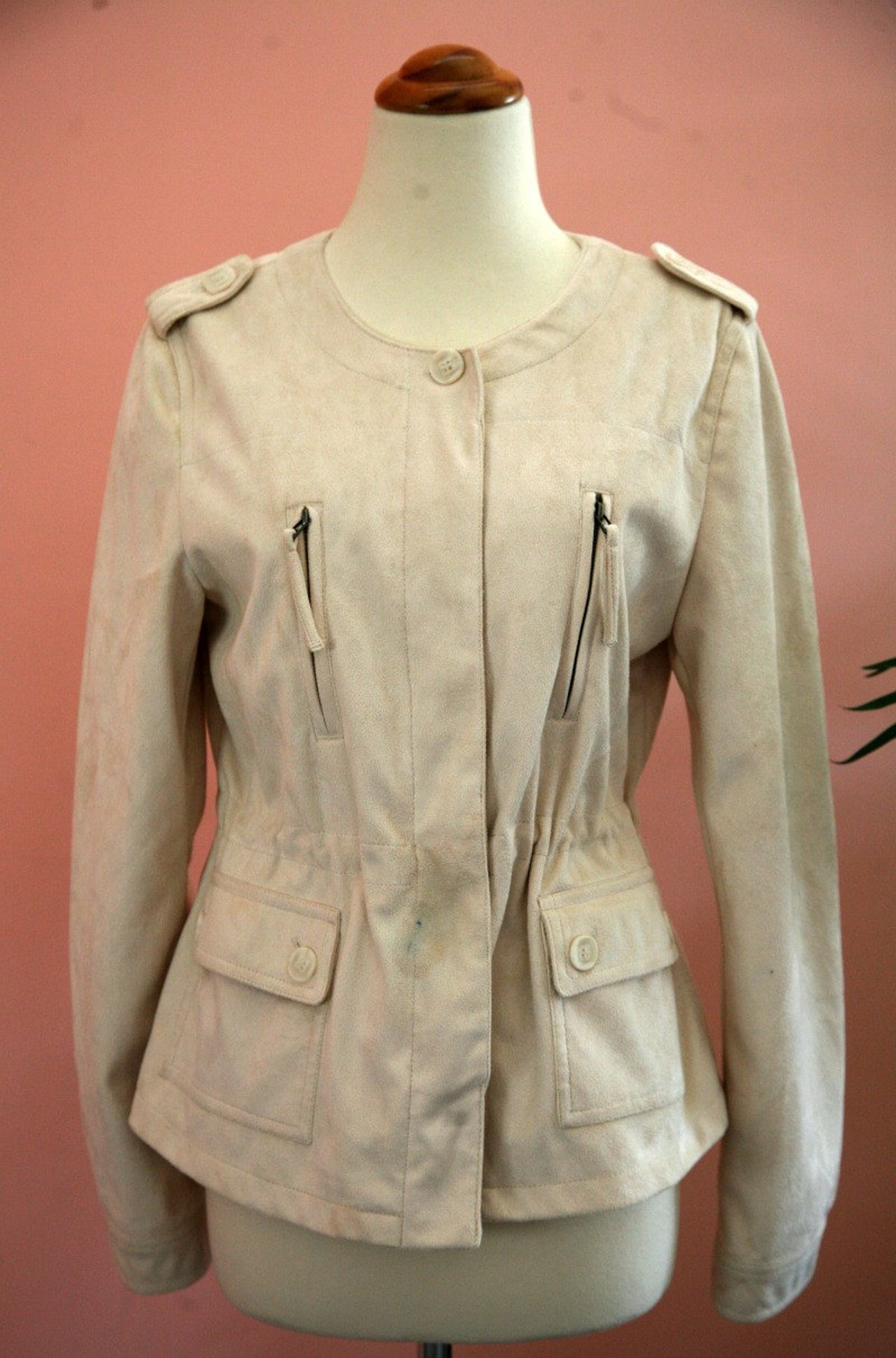 Cream Colored Chamois Jacket, Ivory Jacket, Ladies Outerwear, Summer ...