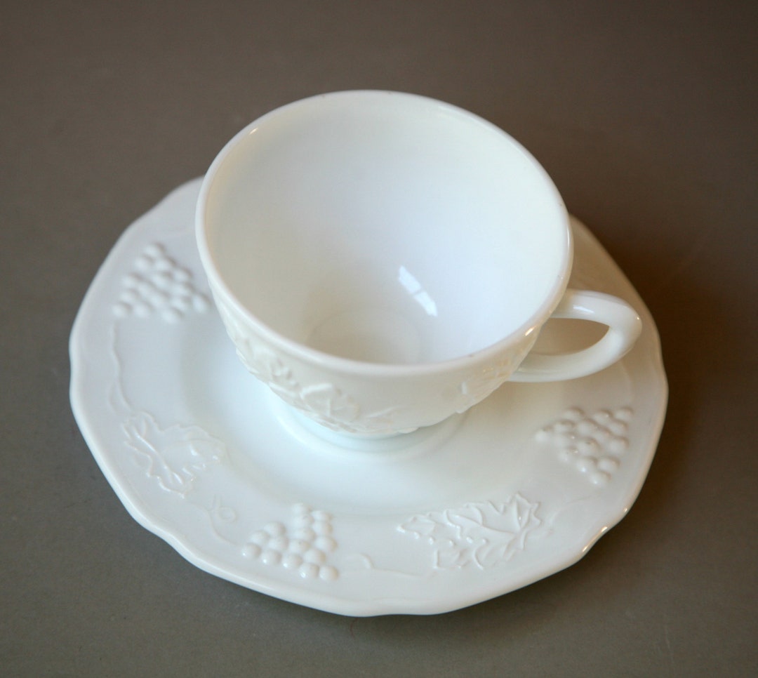 Milk Glass Coffee Cup and Saucer Set of 6 - Etsy