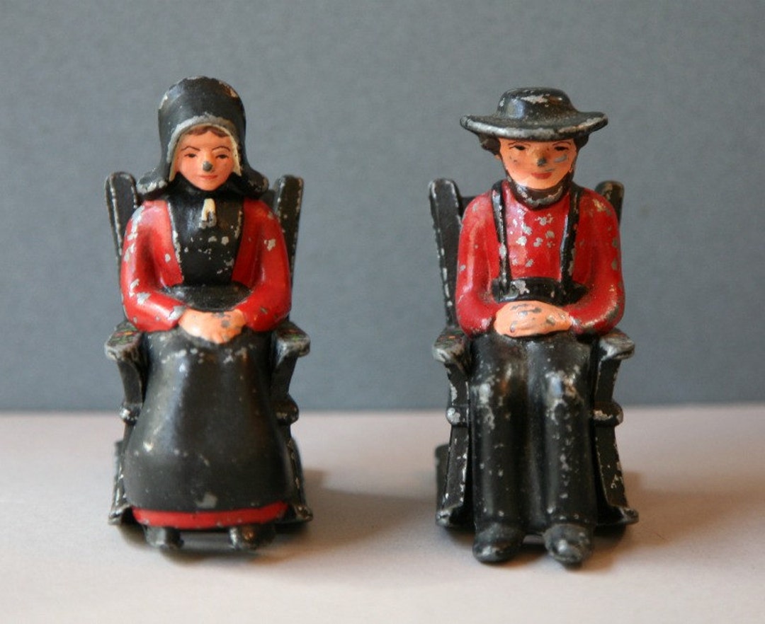 Cast Iron Rare Amish Salt and Pepper Shakers, Amish Condiment Holders ...