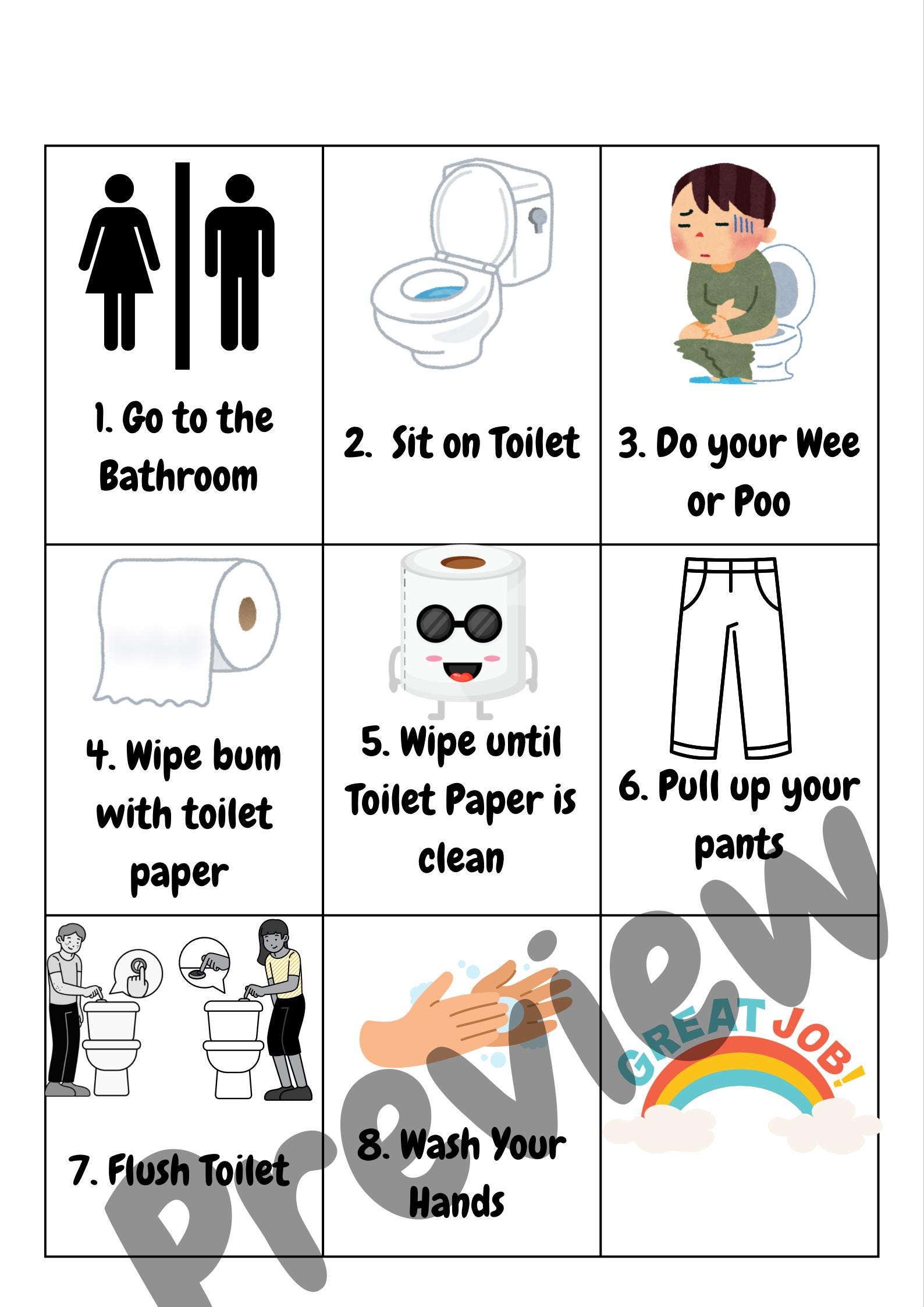 Printable Toilet Visual Routine Schedule Download PDF - Etsy