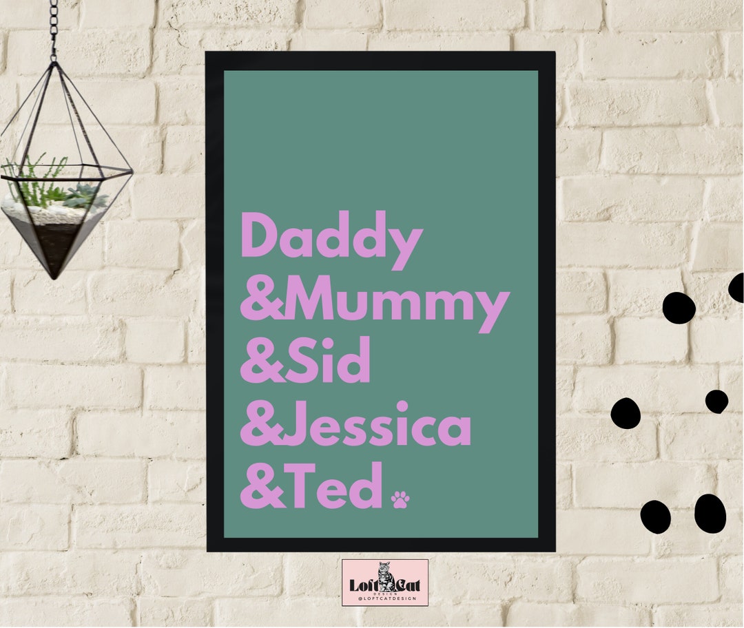 Family Names Simplistic Art Print A4 A3 Custom Name Print - Etsy