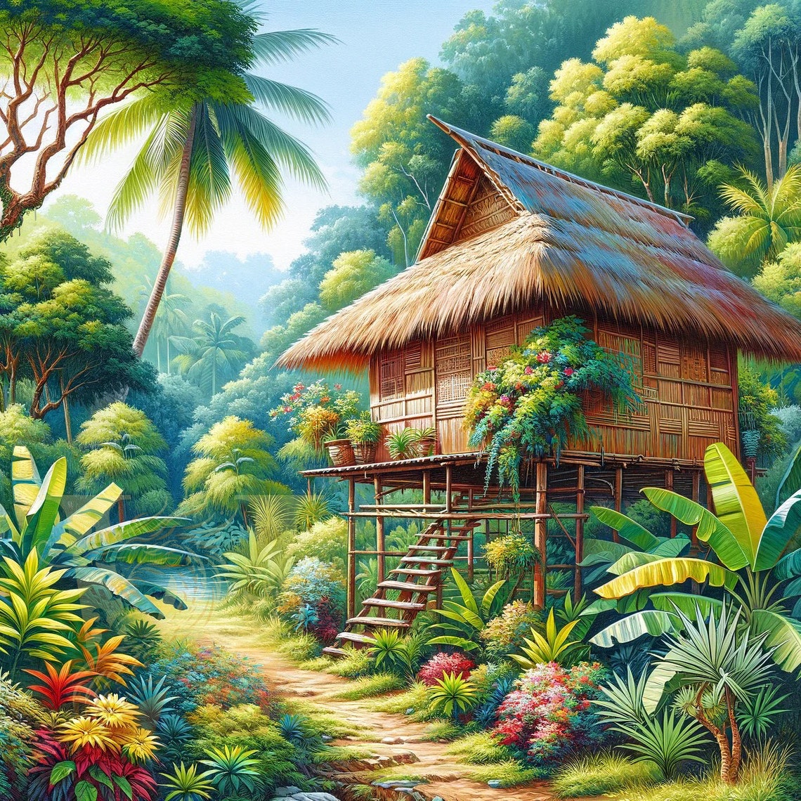 Bahay Kubo | AI Generated Art, Traditional Philippine House, Printable ...