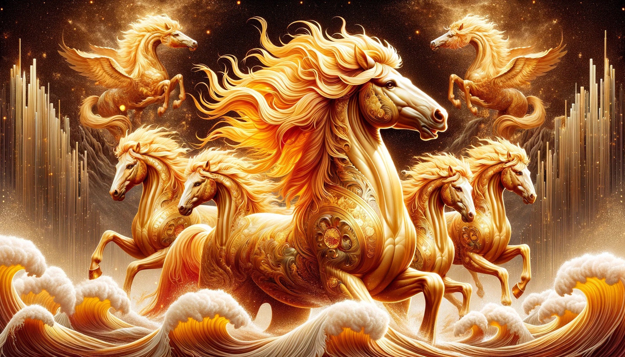 Lucky Horses Printable Display Art AI Generated Art, Home Decor - Etsy