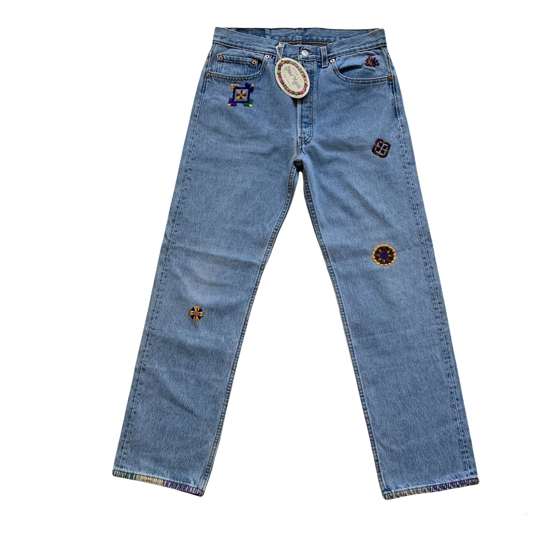Vintage 1990s 90s Swan Magic Custom Embroidered Levis Jeans Made in USA ...