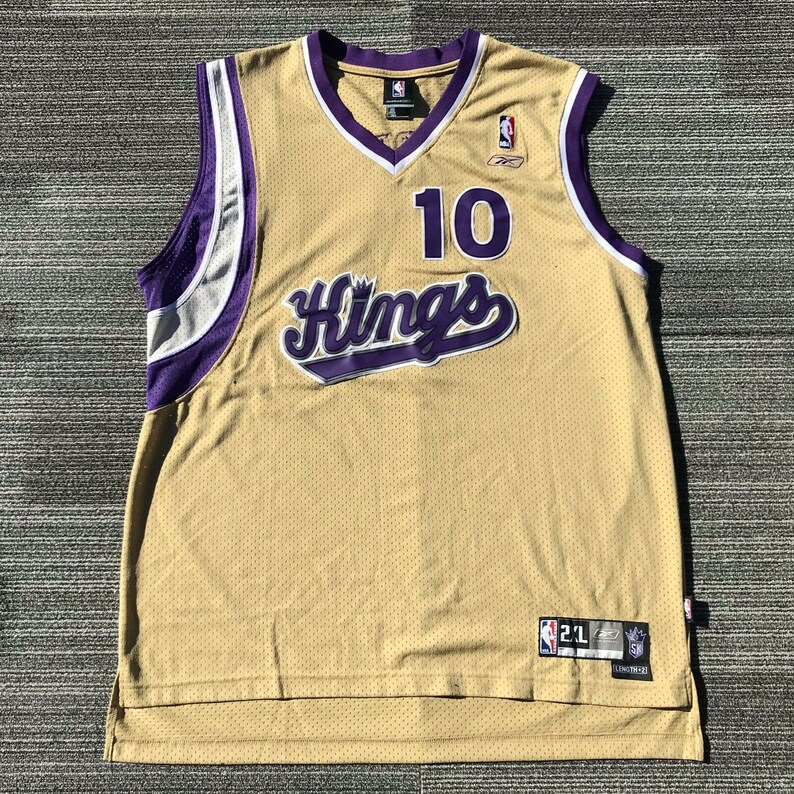 Vintage 2000s 00s Reebok Team Sacramento Kings 10 Mike Bibby Gold NBA ...
