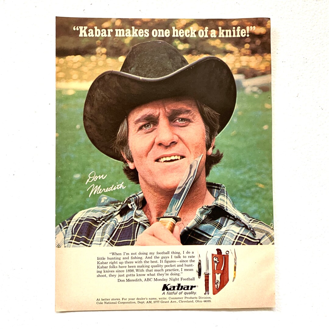 Vintage 1970s 70s 1973 Kabar Knives Don Meredith Design Knife Ad ...
