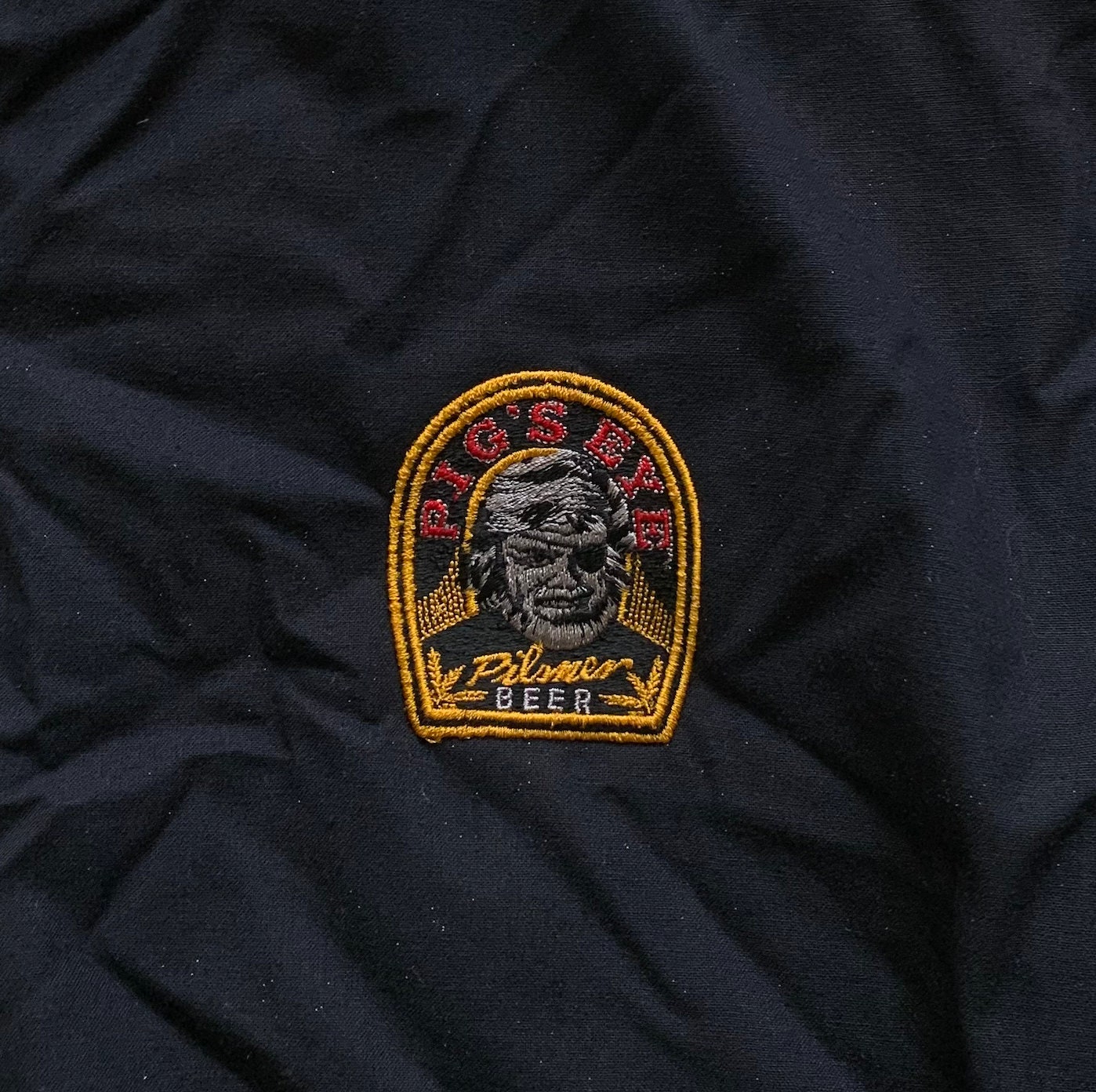 Vintage 1990s 90s Pigs Eye Pilsner Beer Black Windbreaker Jacket Made ...