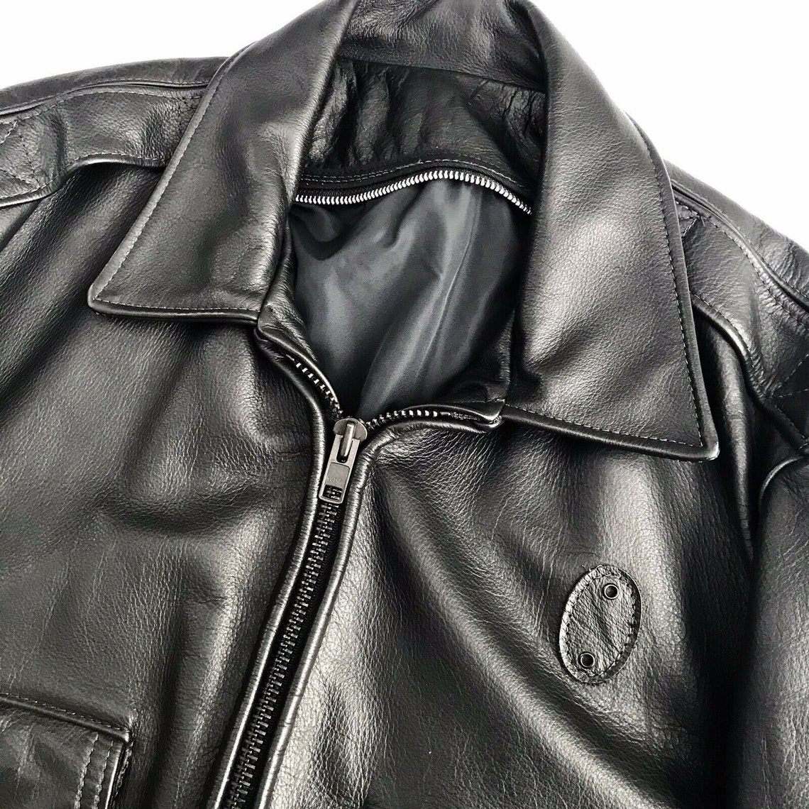 Vintage Genuine Leather Police Jacket Black Heavy 6lb Made in | Etsy