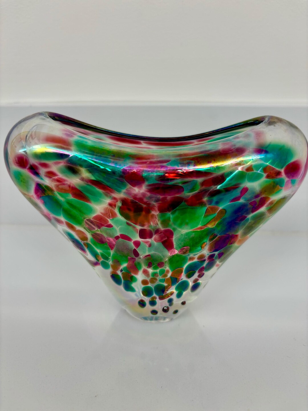 Vintage Signed Jan Benda Heart Shaped Art Glass in Rainbow Finish - Etsy