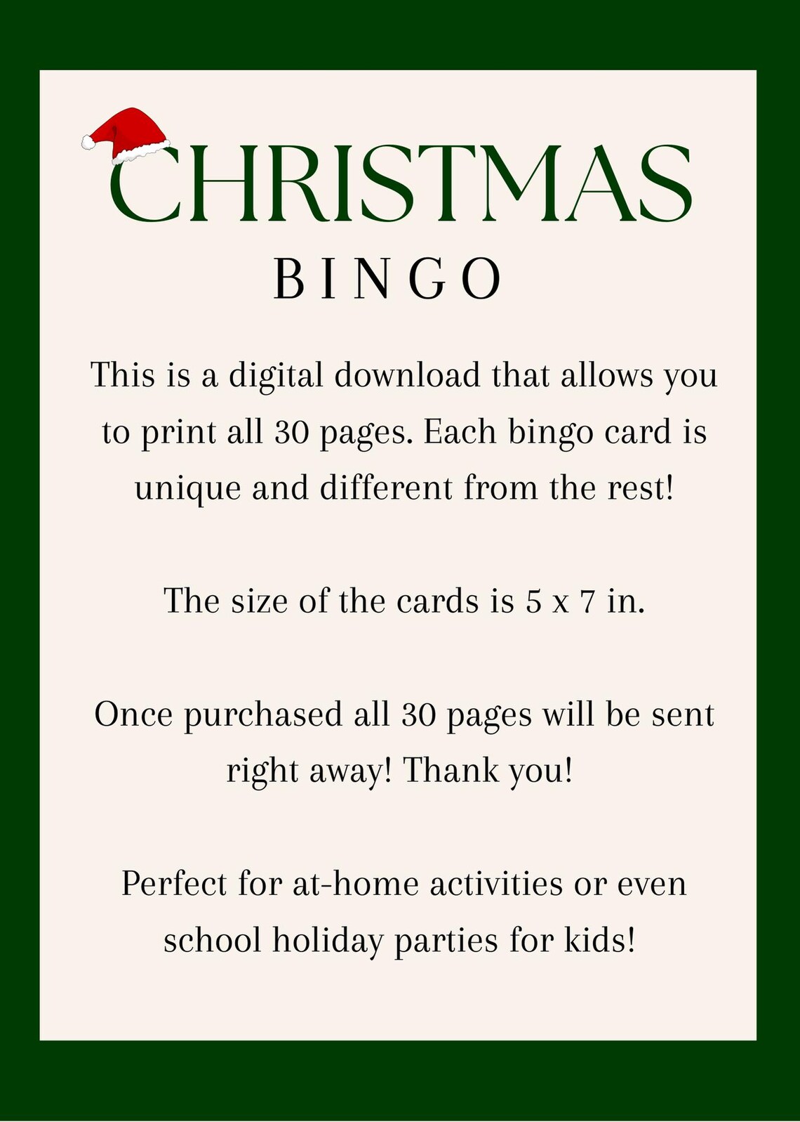 Christmas Bingo Board - Holiday Fun for Kids! - Etsy