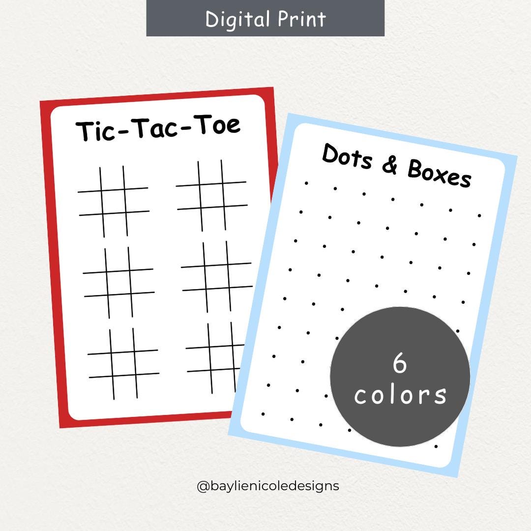 Kids Tic-tac-toe & Dots and Boxes Printable Game Set! - Activity Sheet - Etsy