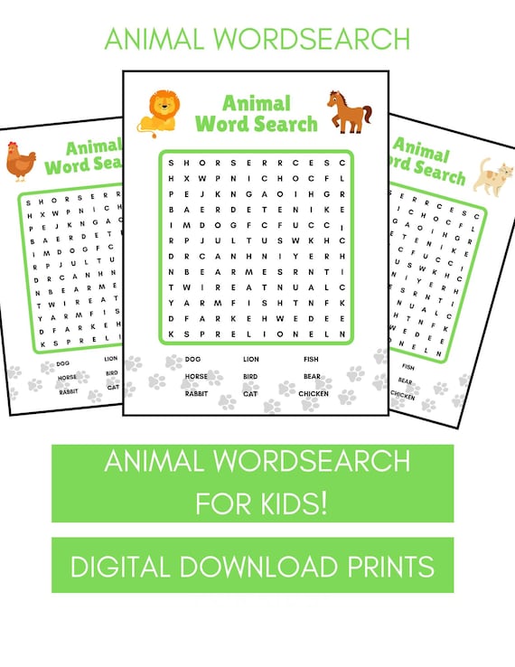 Animal Word Search Puzzles Printable